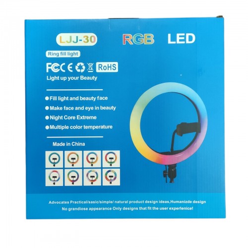 Кольцевая Led лампа 30 см LJJ-30 с держателем для телефона 3 режима + RGB